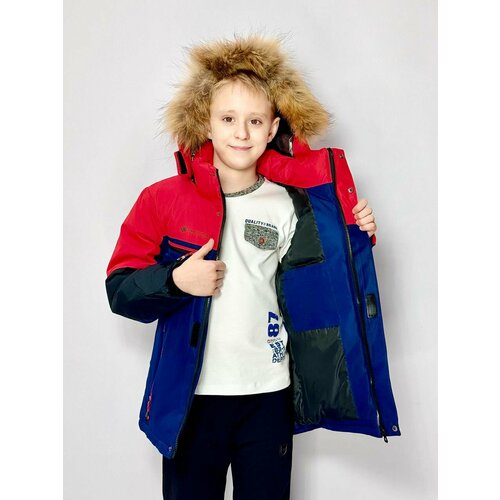 Парка LCAYHD FASHION Зимняя куртка для мальчика 23-21(1/25), размер 134, синий, красный
