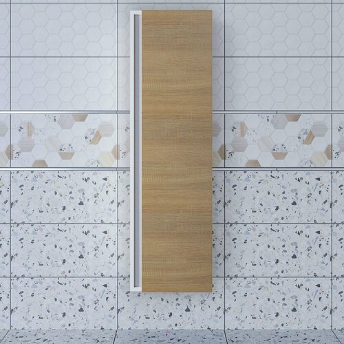 Шкаф-пенал для ванной комнаты Uperwood Barsa 35х30х120 см, подвесной, белый/дуб сонома