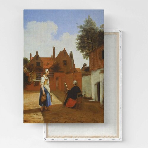 Картина на холсте, репродукция / Питер де Хох - Courtyard in Delft at Evening / Размер 40 x 53 см