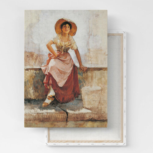 Картина на холсте, репродукция / Фрэнк Дювенек - Florentine Flower Girl / Размер 30 x 40 см