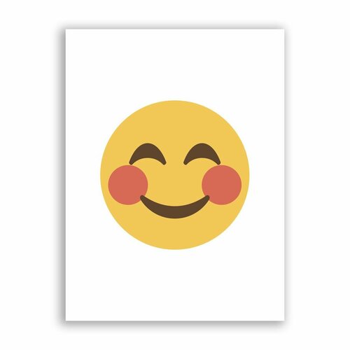 Постер, плакат на бумаге / Emoji / Эмодзи со скромной улыбкой / Размер 60 x 80 см