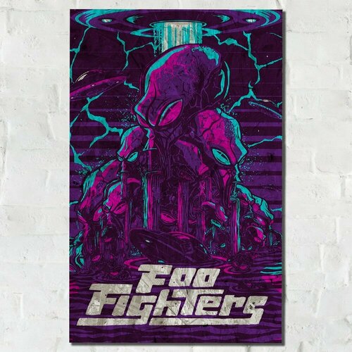 Картина интерьерная на рельефной доске музыка Foo Fighters (альтернативный рок) - 14352 В