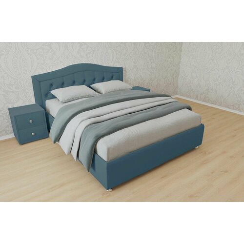 Односпальная кровать Бермуды 90x200 основание металлическое с ламелями велюр бирюзовый ножки 13 см хром
