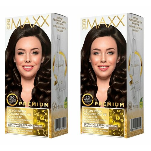 MAXX DELUXE Краска для волос Premium, тон 5.0 Светлый каштан, 110 г, 2 шт