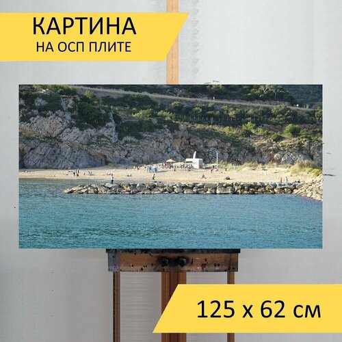 Картина на ОСП 125х62 см. "Тело из воды, море, коста" горизонтальная, для интерьера, с креплениями