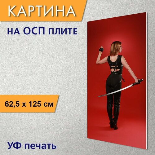 Вертикальная картина на ОСП "Женщина, модель, костюм" 62x125 см. для интерьериа