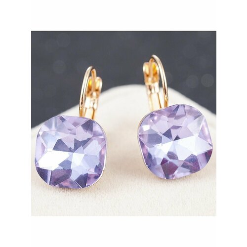 Серьги конго , фианит, золотой, фиолетовый