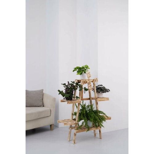 Этажерка для цветов напольная/подставка для комнатных растений Мельница,100х89х24 см, 6 полок, деревянная, Правильная Упаковка