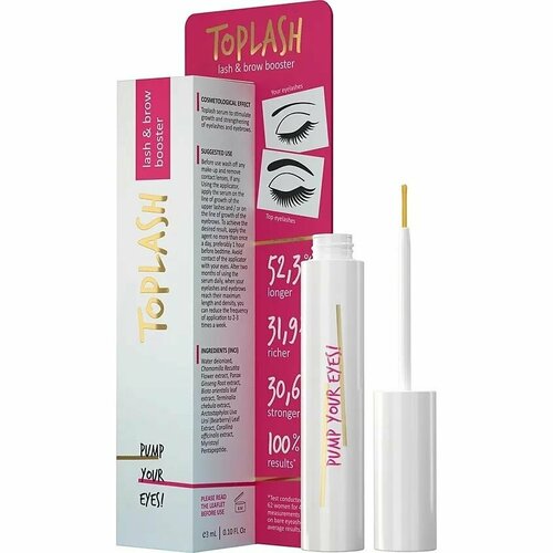 TOPLASH Сыворотка для роста ресниц Lash And Brow Booster