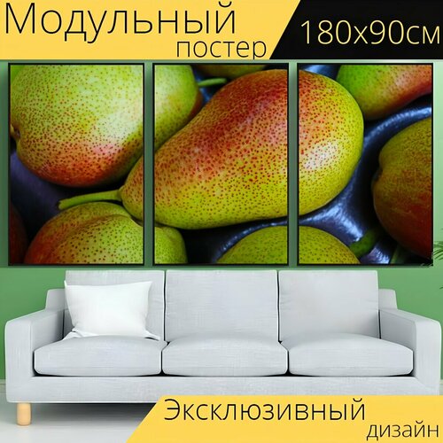 Модульный постер "Груша, фрукты, доха" 180 x 90 см. для интерьера