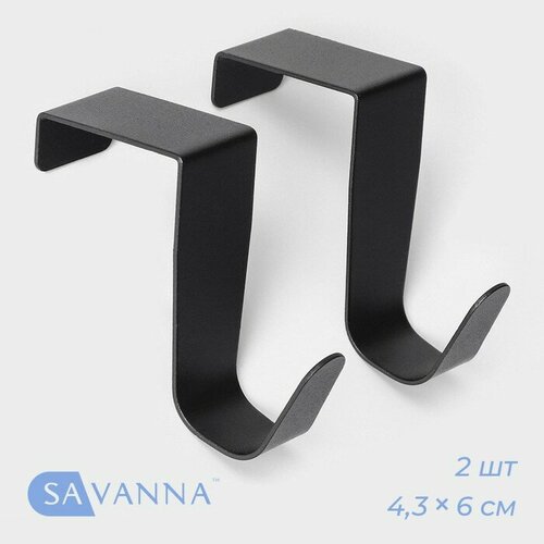 SAVANNA Набор металлических надверных крючков SAVANNA Black Loft Door Middle, 2 шт, 4,3×6×2,5, дверь 4 см