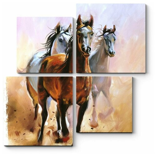 Модульная картина Трио бегущих по пустыне 90x90