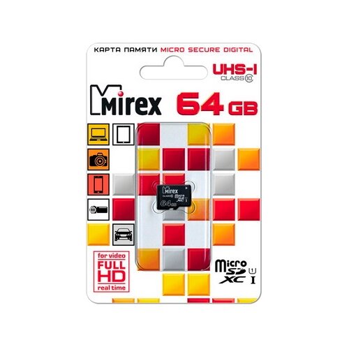 Карта памяти Mirex microSDXC 64GB Class 10 UHS-I U1 (13612-MC10SD64)
