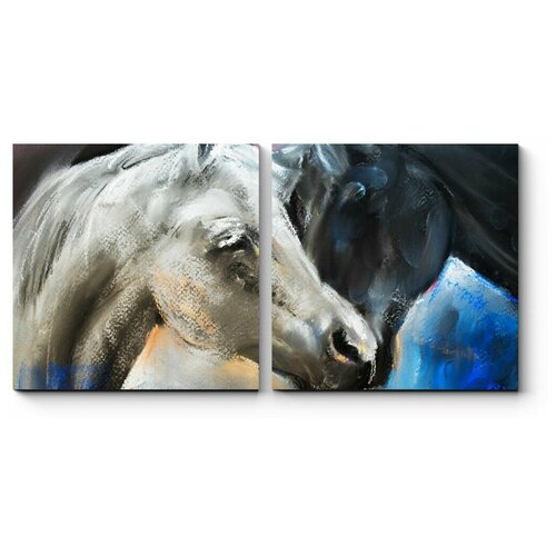 Модульная картина Влюбленная пара лошадей 160x80