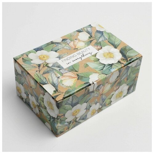 Коробка‒пенал «Цветы», 22 × 15 × 10 см