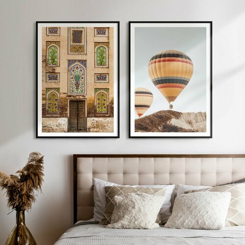 Плакат Постер 2 шт 40х50 без рамки "Турция воздушные шары" набор картин для интерьера