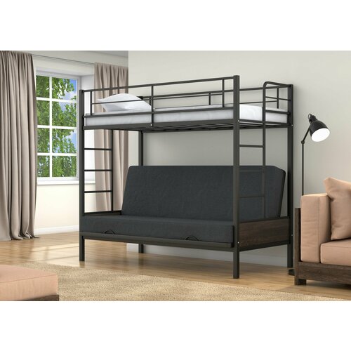 Двухъярусная кровать-диван Дакар 1 Черный (вставки венге)
