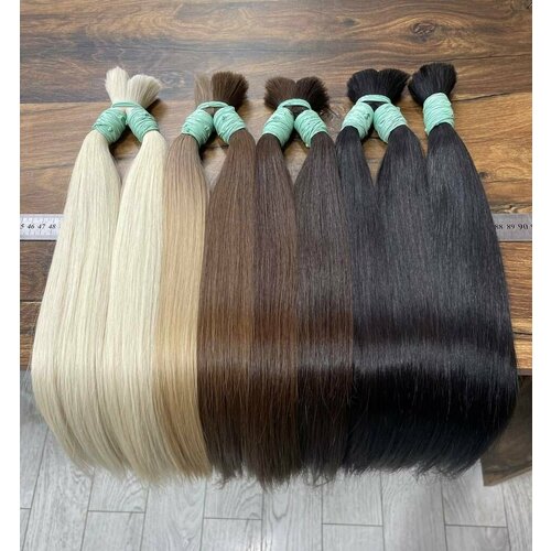 Волосы для наращивания набор 10 срезов 50-60 см тона на выбор (блонд, русый омбре, черный, шоколад)