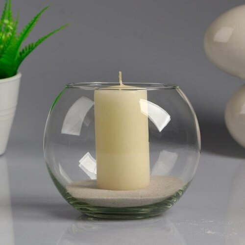 Ваза-шар "Классика" с белой свечой, 12×10 см, 9 ч, стекло