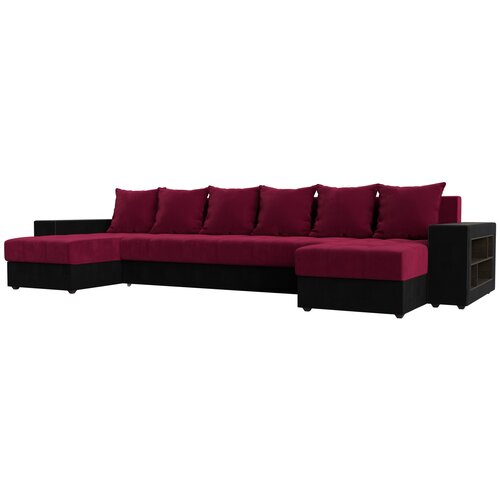 П-образный диван Дубай полки справа, Микровельвет, Модель 110604R