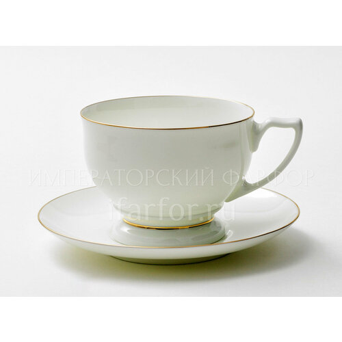 Чашка с блюдцем чайная Золотая лента Жемчужина