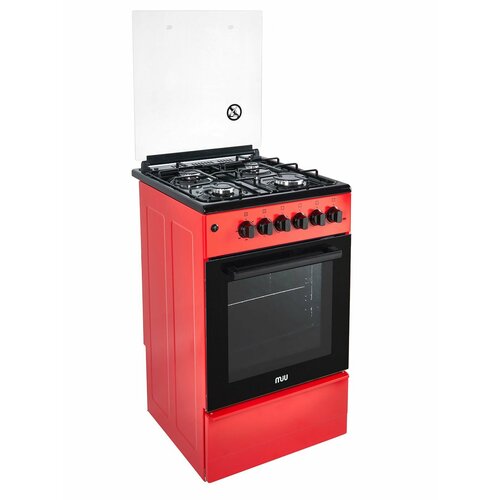 Кухонная плита MIU 5014 ERP ГК LUX красная 50 см, газовая с электрической духовкой, газ-контроль, электроподжиг, 3 режима духовки