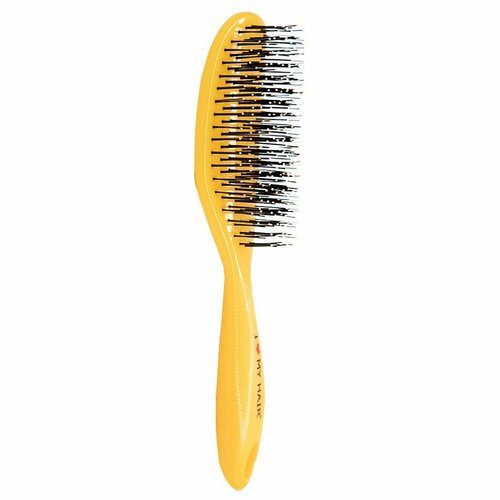 I LOVE MY HAIR Расческа для распутывания длинных и средних волос, щетка ILMH "Spider" 1502 желтая глянцевая L