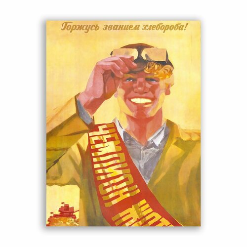 Советский постер, плакат на бумаге / Горжусь званием хлебороба! / Размер 60 x 80 см