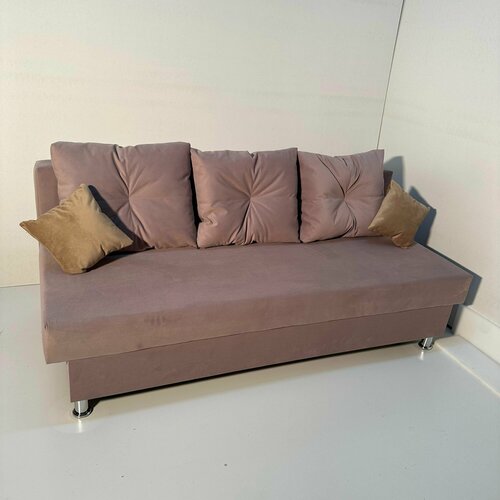 Диван-кровать "AZETA" 1, розовый, спальное место 80х200, ЛДСП, велюр, без подлокотников
