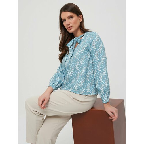 Блуза  КАЛЯЕВ, размер 48, голубой