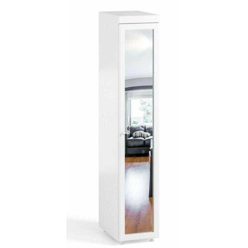 Шкаф 1 дв (560) с Большой зеркальной дверью Катрин-К МН-34 Монако Белое дерево