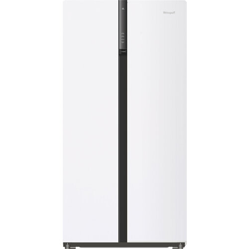 Отдельностоящий холодильник с инвертором Weissgauff WSBS 500 Inverter NoFrost White Rock Glass