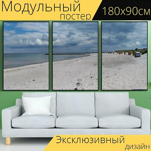 Модульный постер "Балтийское море, море, пляж" 180 x 90 см. для интерьера