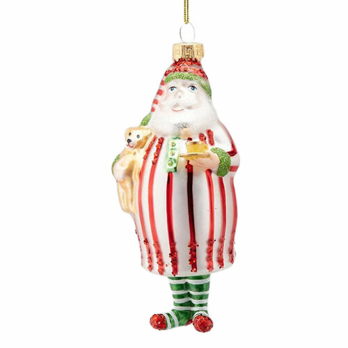 EDG Стеклянная елочная игрушка Санта в зеленых носочках 14 см, подвеска 685512,95