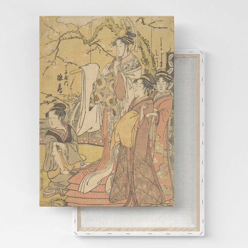 Картина на холсте, репродукция / Китагава Утамаро - The Oiran Hinazuru / Размер 60 x 80 см