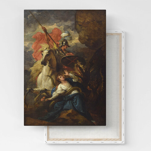 Картина на холсте, репродукция / Бенджамин Уэст - St. George and the Dragon / Размер 60 x 80 см