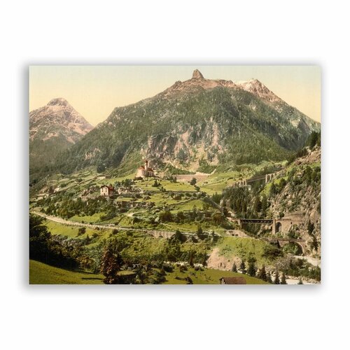 Постер, плакат на бумаге / Wassen, the tunnels, St. Gotthard Railway, Switzerland / Размер 40 x 53 см