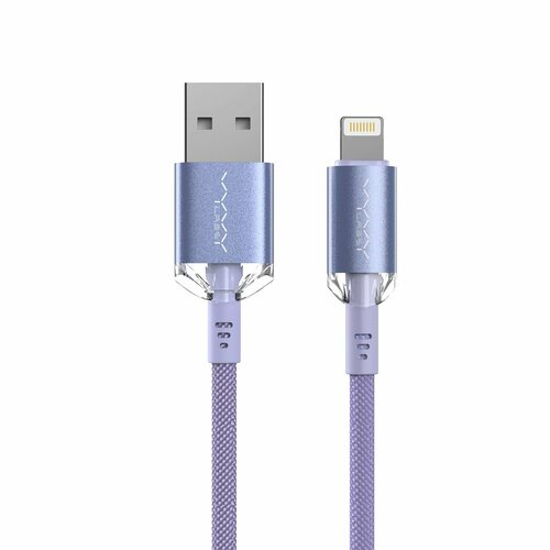 Кабель USB-Lightning Vyvylabs Crystal Series Fast Charging Data Cable, 2.4А, 1м, фиолетовый