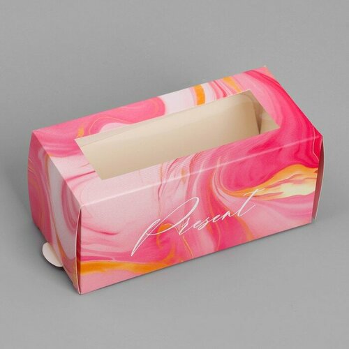 Коробка для макарун, кондитерская упаковка «Мрамор», 12 х 5.5 х 5.5 см(5 шт.)