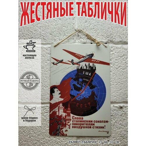 Слава сталинским соколам, советские плакаты армии и флота, 20 на 30 см, шнур-подвес в подарок