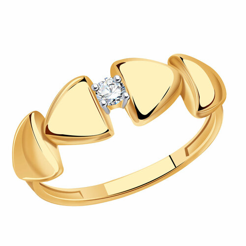 Кольцо Diamant online, красное золото, 585 проба, фианит, размер 16