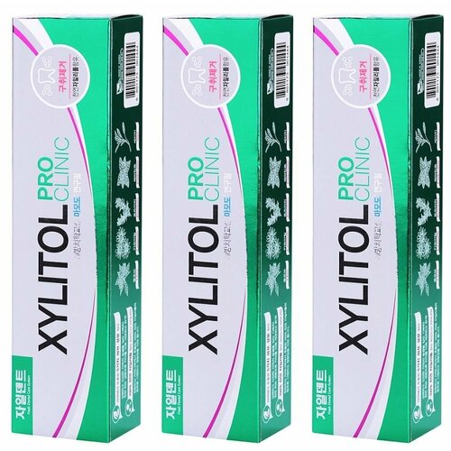 Mukunghwa Зубная паста Xylitol Pro Clinic herb fragrant green color, 130 гр, 3 шт
