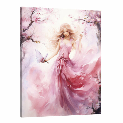 Интерьерная картина 50х70 "Фея в розовых оттенках"