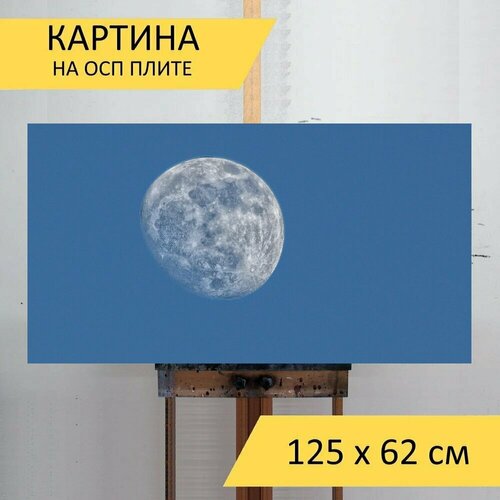 Картина на ОСП 125х62 см. "Луна, небеса, астрономия" горизонтальная, для интерьера, с креплениями