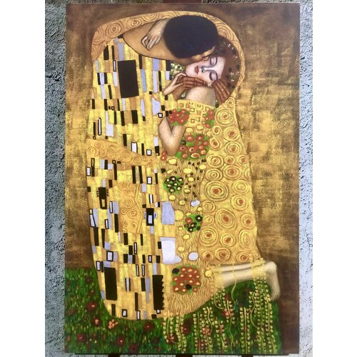 Картина на натуральном холсте (репродукция) "поцелуй" Густав Климт 40х60 см