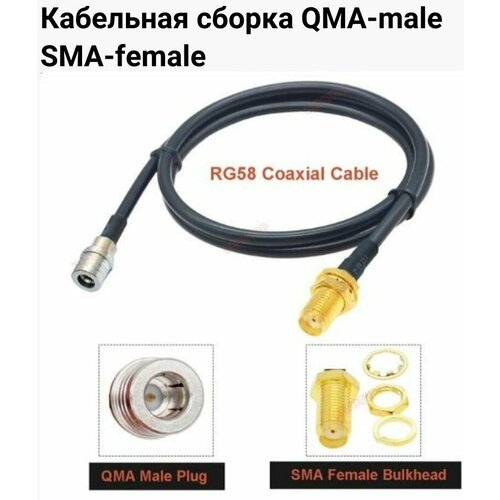 Кабельная сборка QMA-male SMA-female на кабеле RG-58 50 Ом 15 Метров