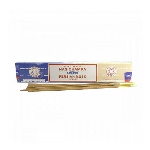 Satya COMBO NAG CHAMPA + PERSIAN MUSK (Благовония комбо НАГ чампа + персидский мускус, Сатья), 16 г.