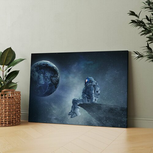 Картина на холсте (космонавт в в человек) 30x40 см/для интерьера/в комнату/на стену/в подарок