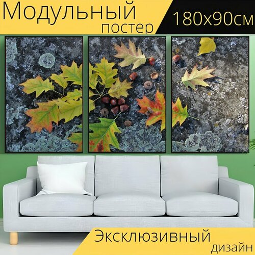 Модульный постер "Осень, падение, листья" 180 x 90 см. для интерьера