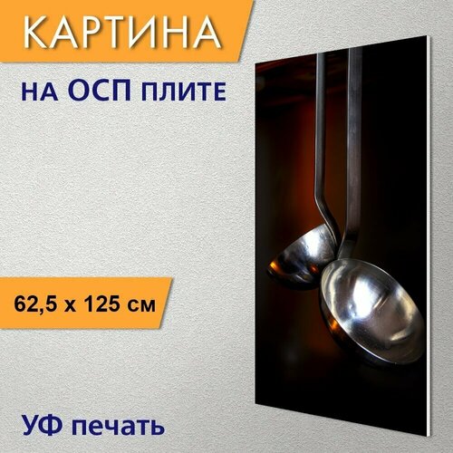 Вертикальная картина на ОСП "Еда, посуда, приготовление еды" 62x125 см. для интерьериа